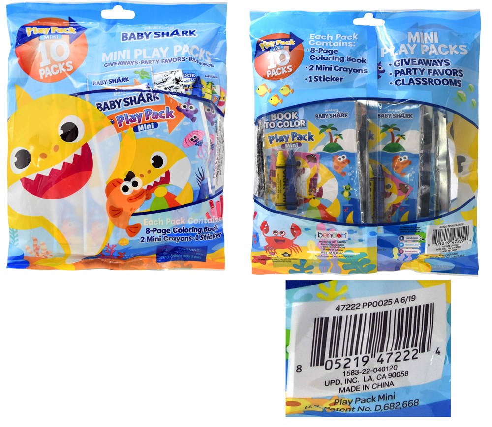 Baby Shark 10Pk Mini Play Packs In Bag 7.5x1x9 – Toy World Inc B2B